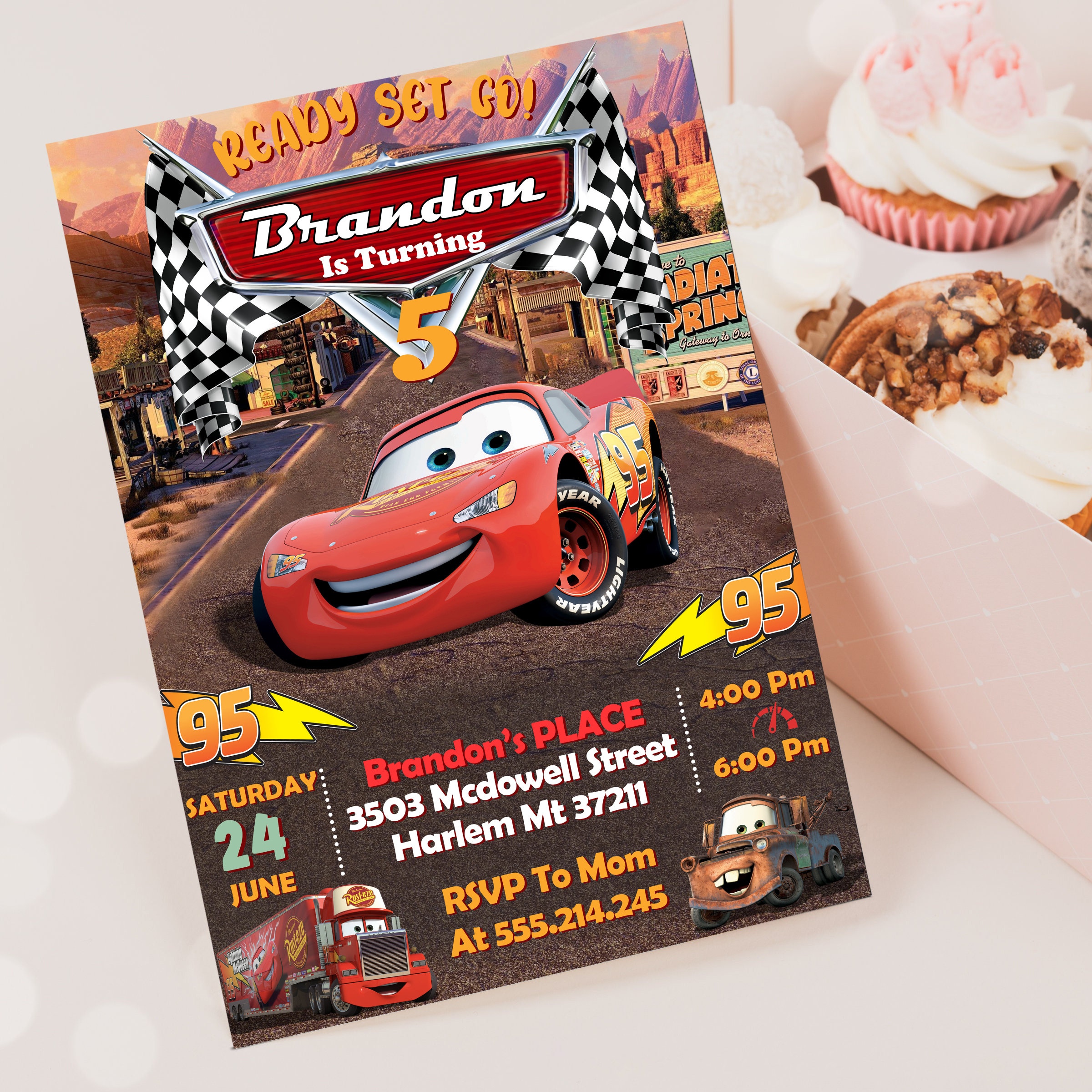 Invitación de cumpleaños de Cars / Invitación de Rayo McQueen ...