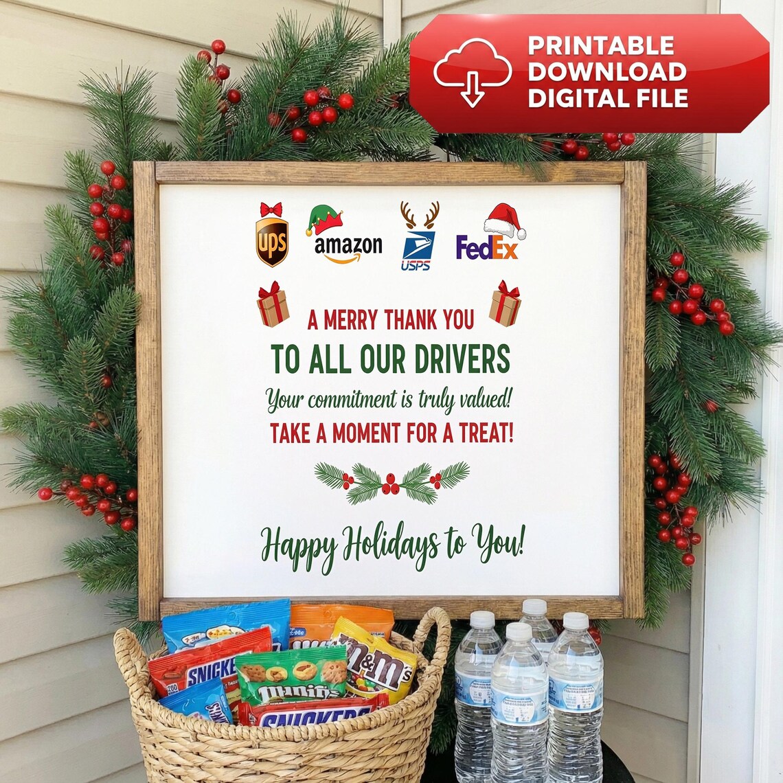 Christmas Delivery Driver Thank You Sign Printable – Holiday Treat ...