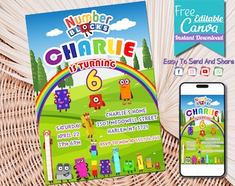 Numberblocks Birthday Invitations Printable Number Blocks Invite ...