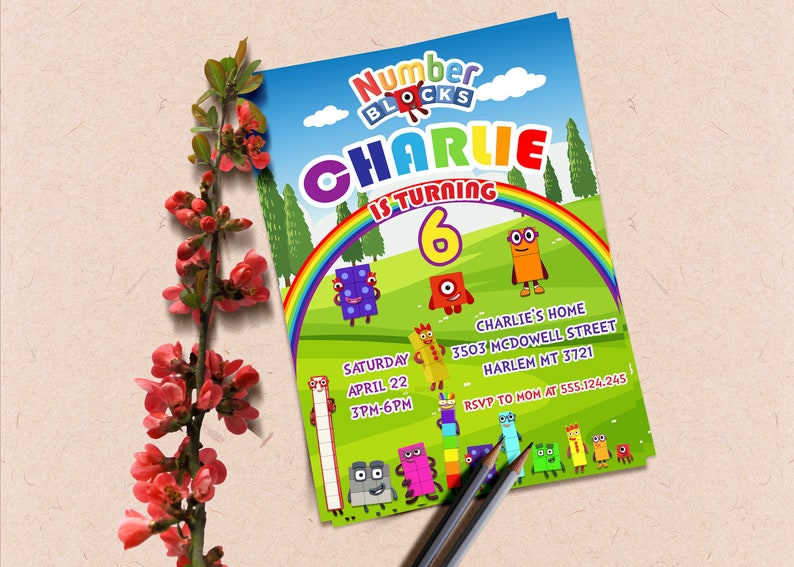 Editable Numberblocks Birthday Invitations Number Blocks Invite ...