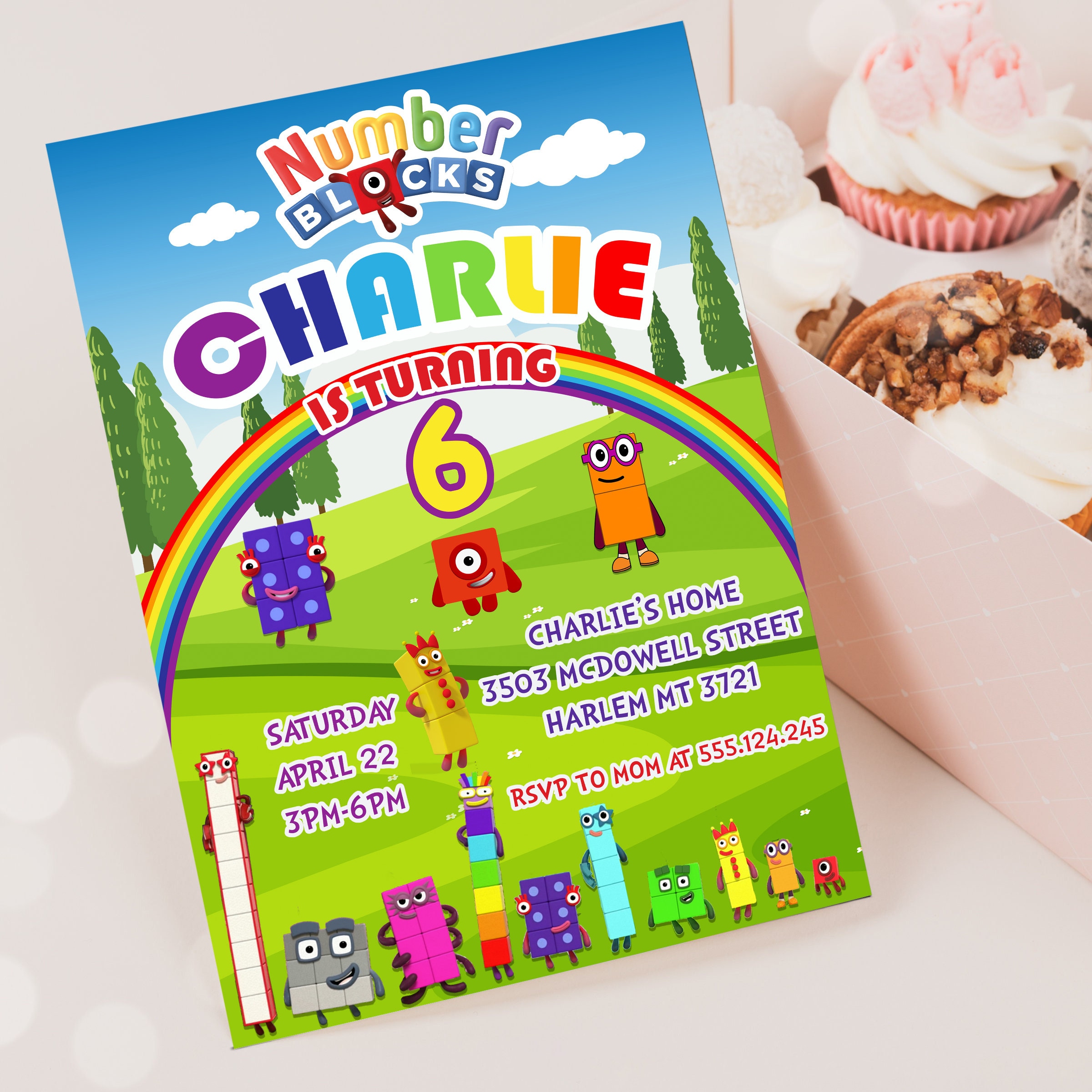 Editable Numberblocks Birthday Invitations Number Blocks Invite ...