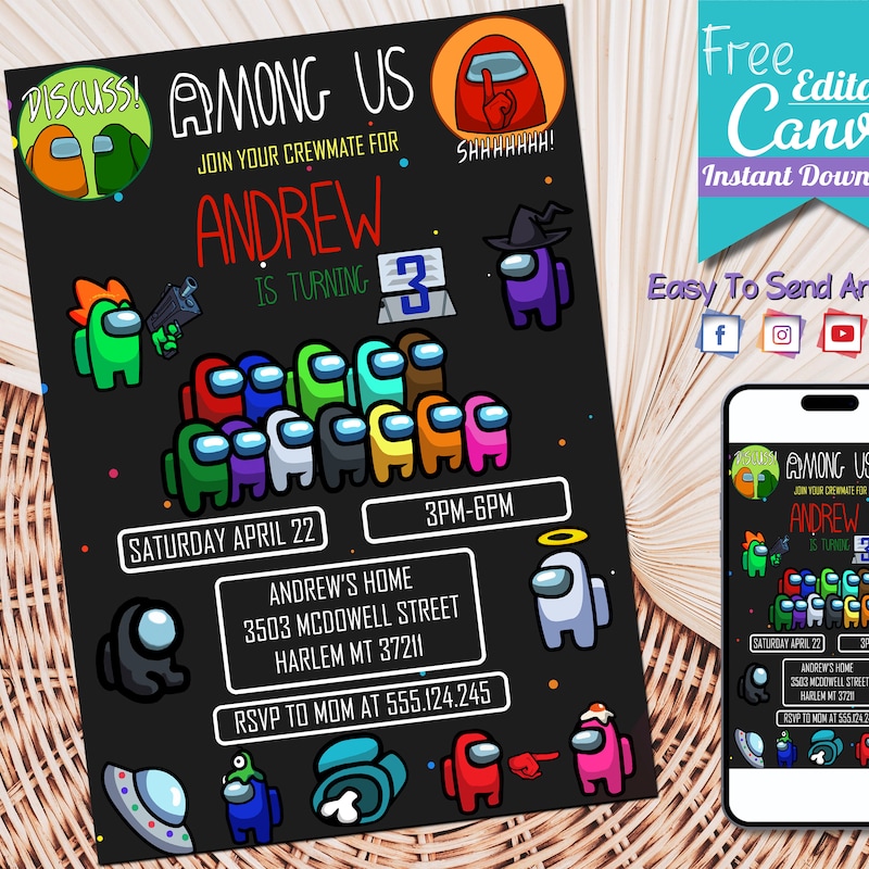 Among Us Birthday Invitation - Etsy