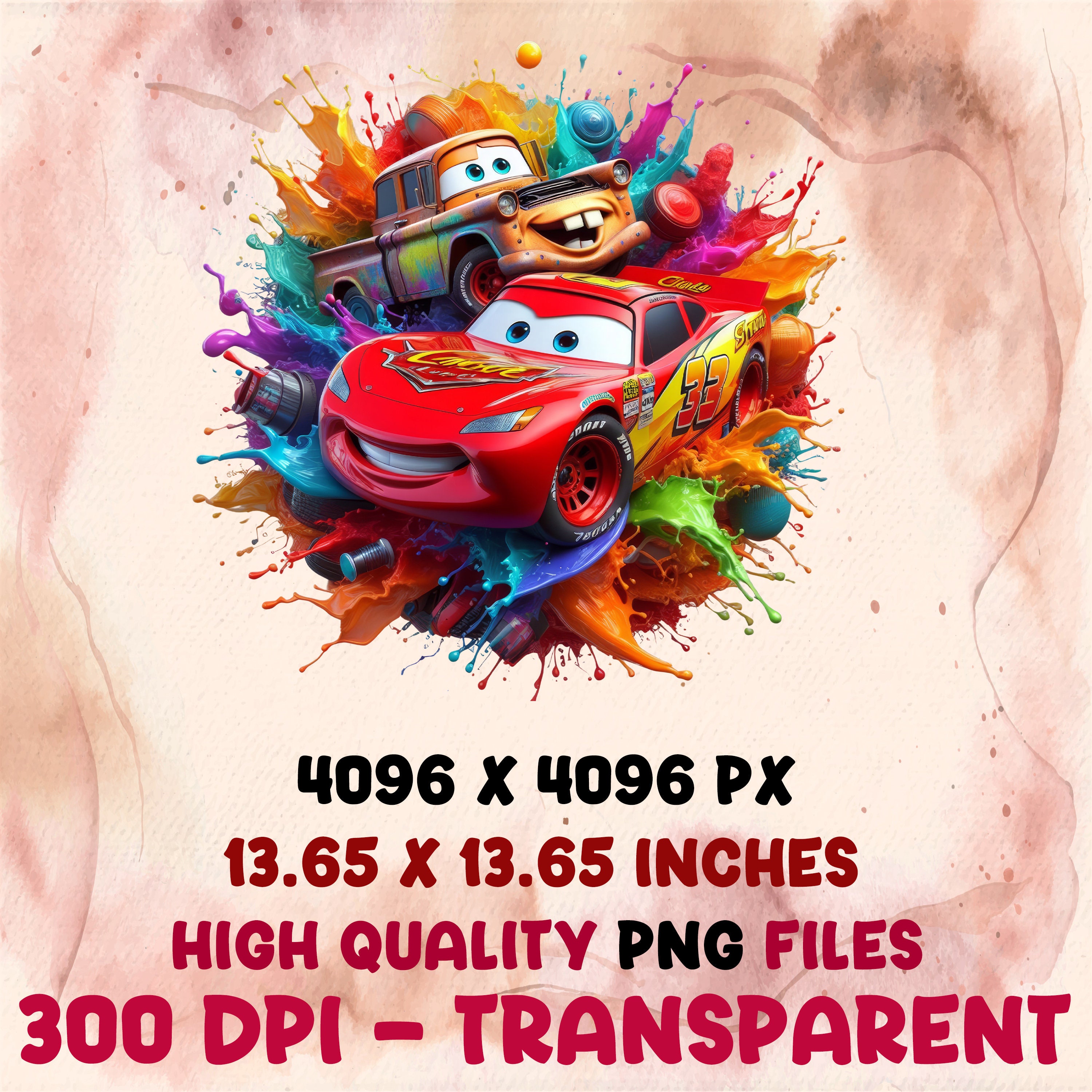 Lightning Mcqueen Cars Splash PNG Clipart Bundle, Watercolor Digital ...