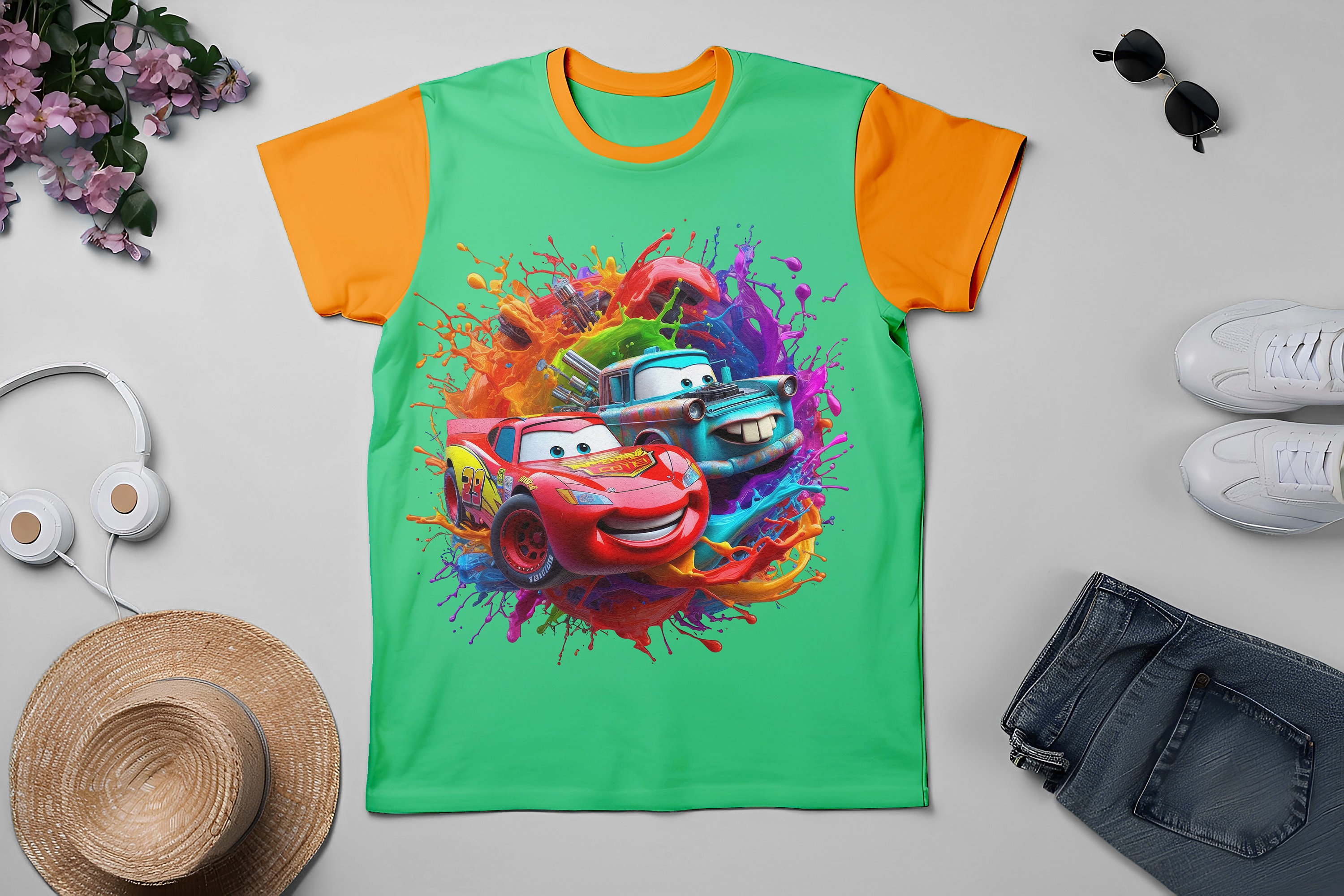 Lightning Mcqueen Cars Splash PNG Clipart Bundle, Watercolor Digital ...