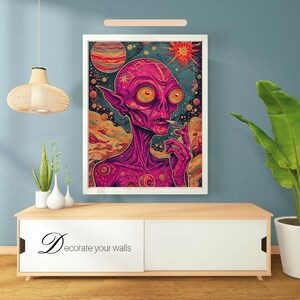 Digital Wall Art Alien Retro Printable Wall Art Eyecatching Home Decor ...