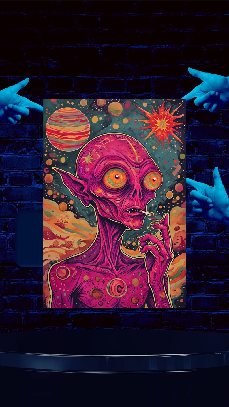 Digital Wall Art Alien Retro Printable Wall Art Eyecatching Home Decor ...
