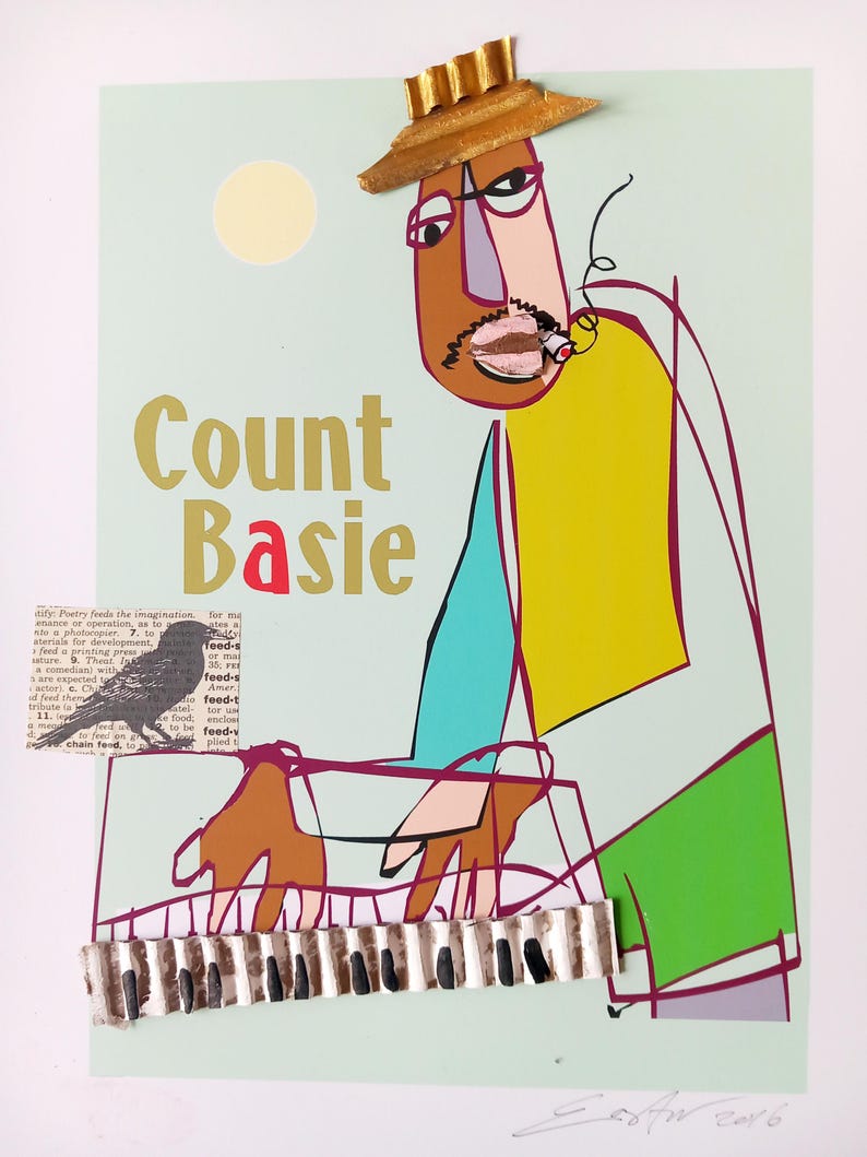 Classic Jazz Art Jazz Poster Retro Wall Art Vintage Count Basie Piano ...