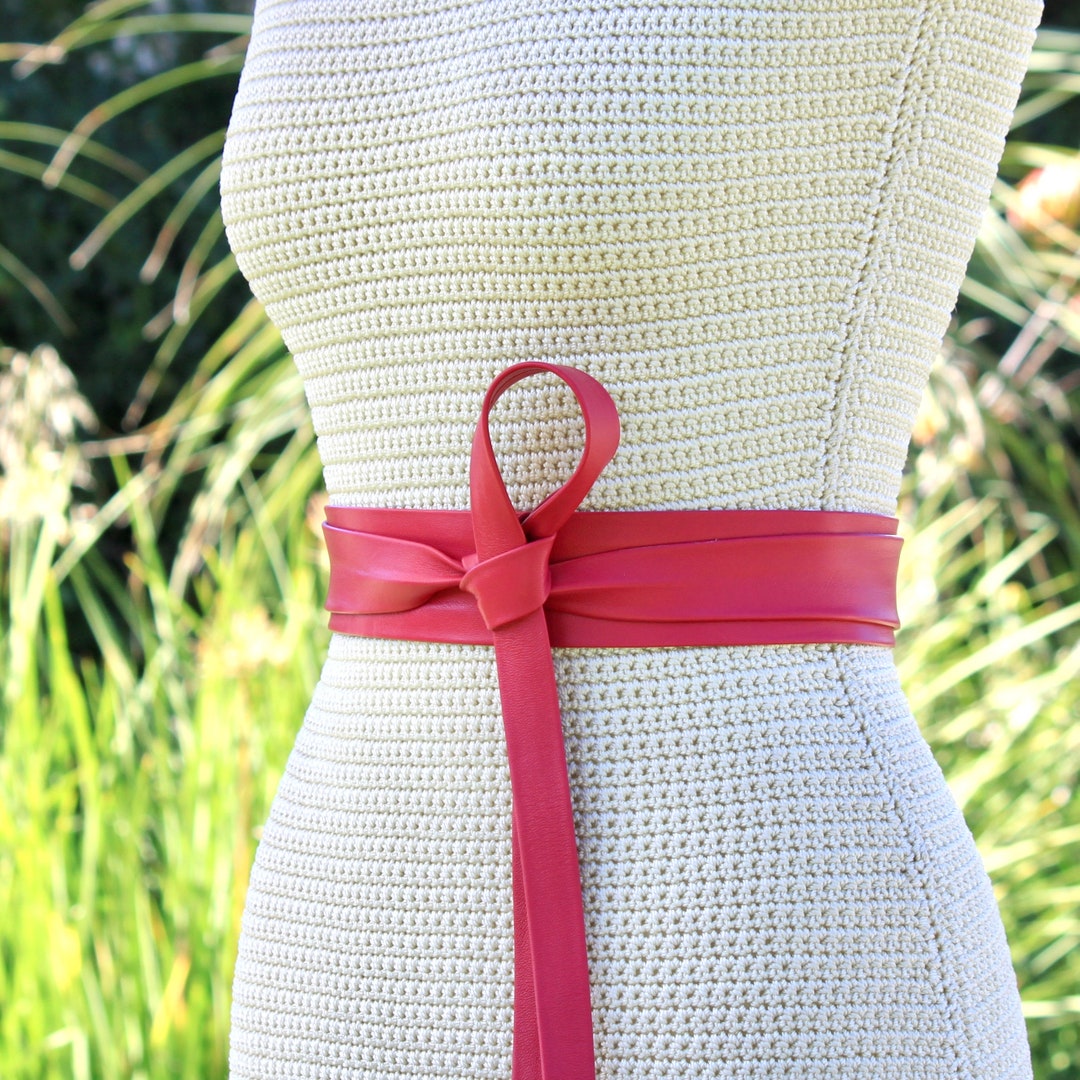 Fuchsia Pink Lambskin Leather Obi Belt - Long Sash Wrap Belt - Etsy