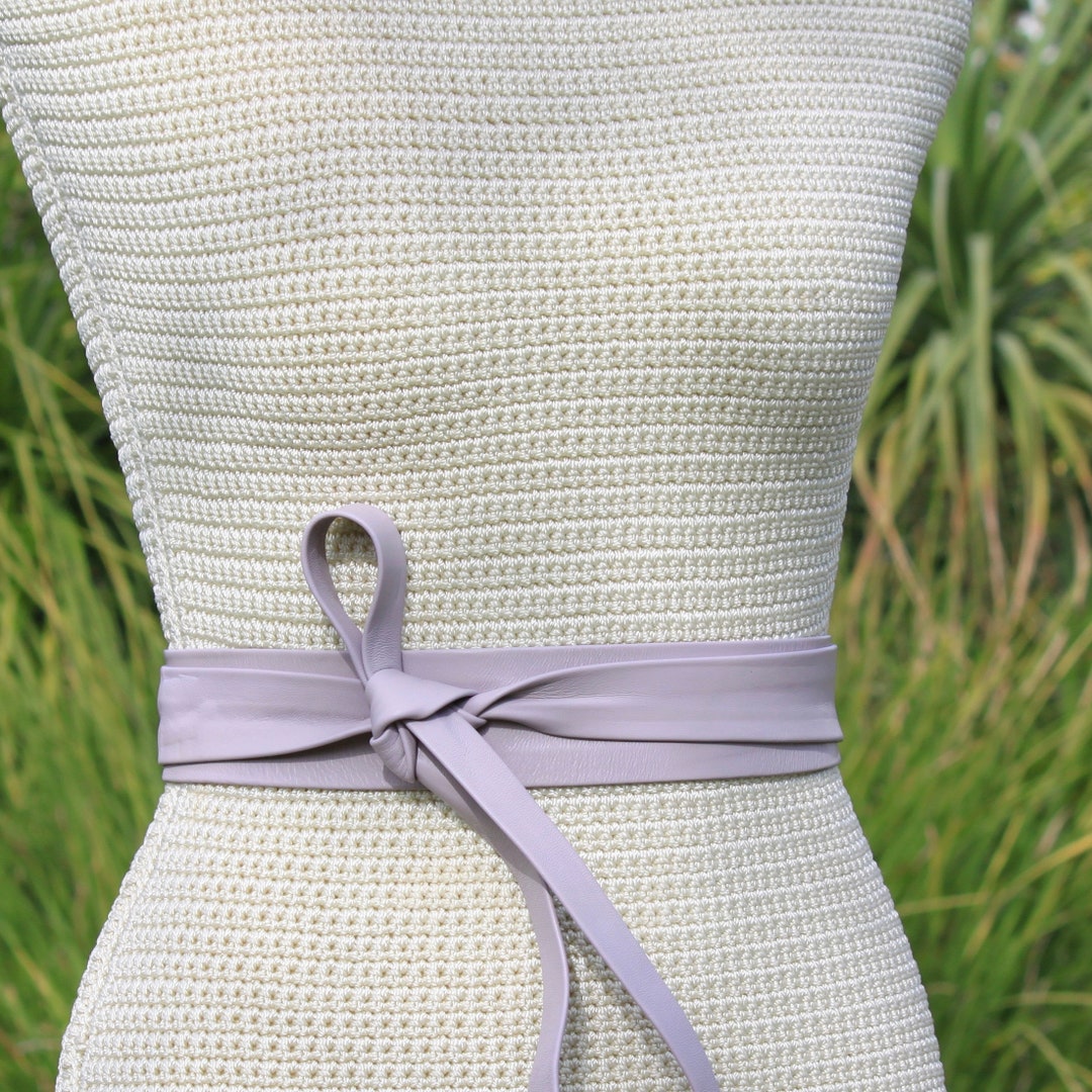 Soft Lambskin Lilac Leather Wrap Sash Lavender Waist Belt Long Skinny ...