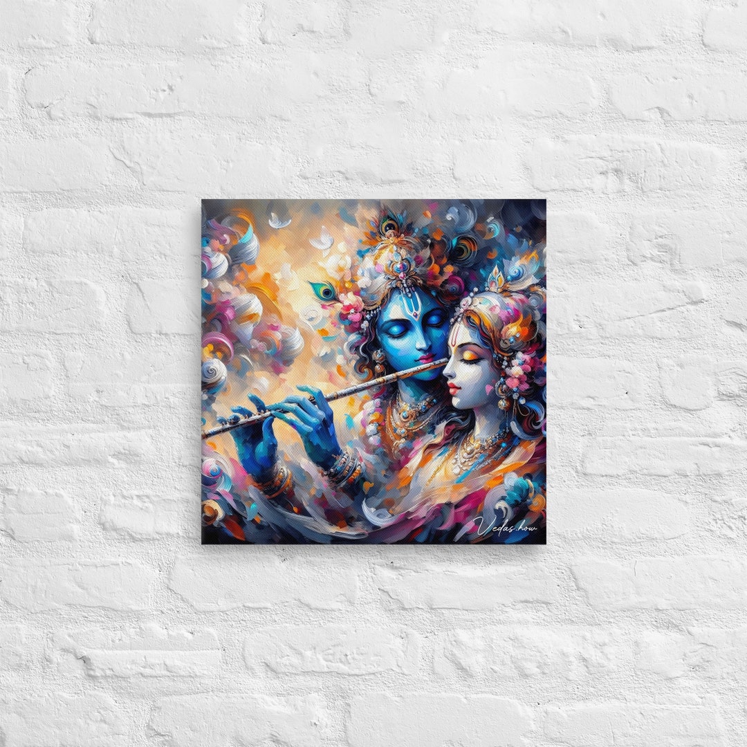 Ocean of Emotion Radha Krishna Divine Glow Thin Canvas Vedic Hindu ...