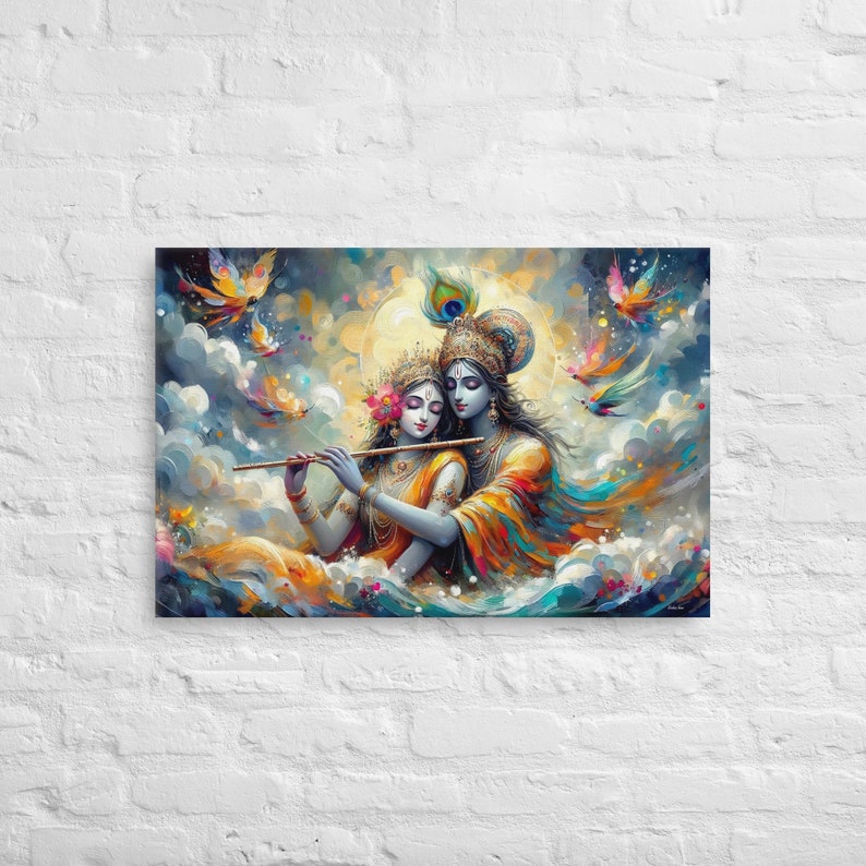 Ocean of Love Radha Krishna Far East Fusion Thin Canvas Vedic Hindu Spiritual and Religious Art ...