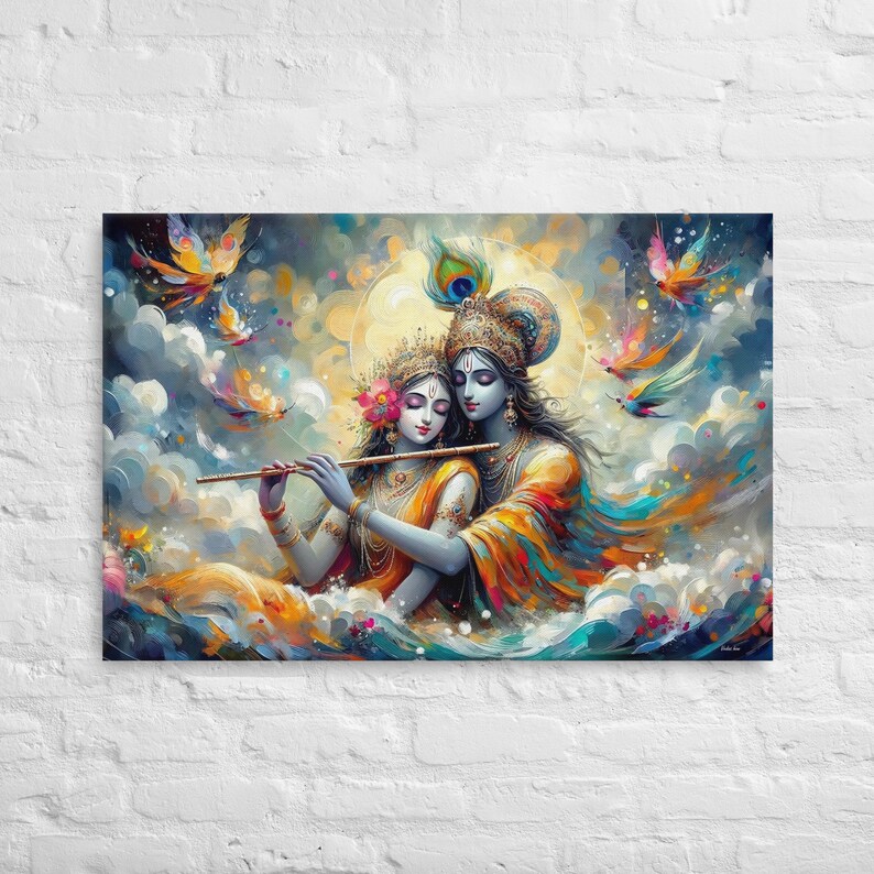 Ocean of Love Radha Krishna Far East Fusion Thin Canvas Vedic Hindu ...