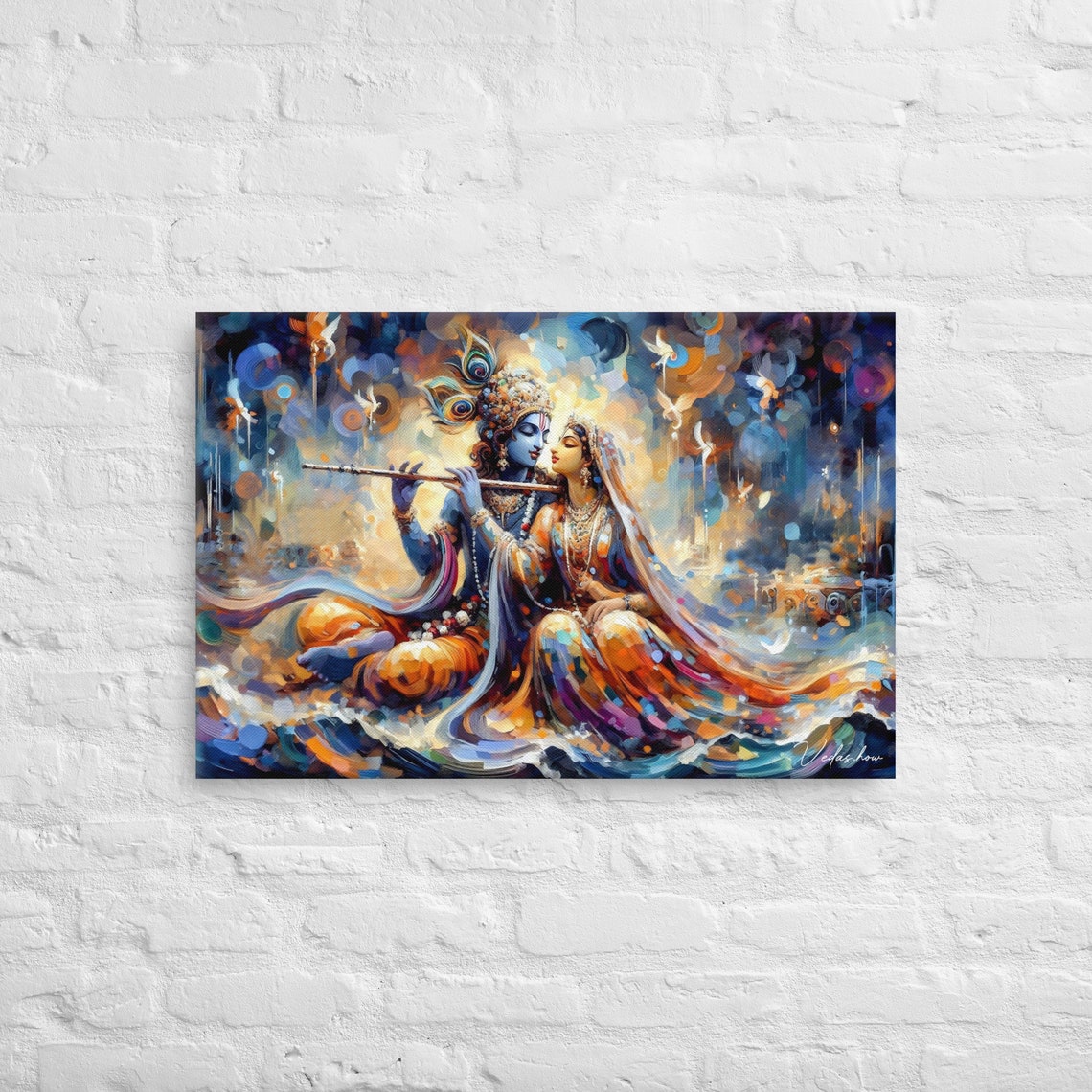 Sunset of My Dreams Radha Krishna Thin Canvas Vedic Hindu Spiritual and ...