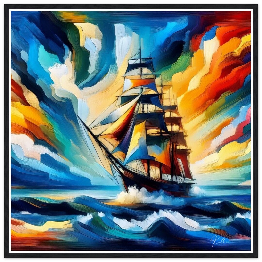 Sail Ship in a Tempest of Colors - Etsy
