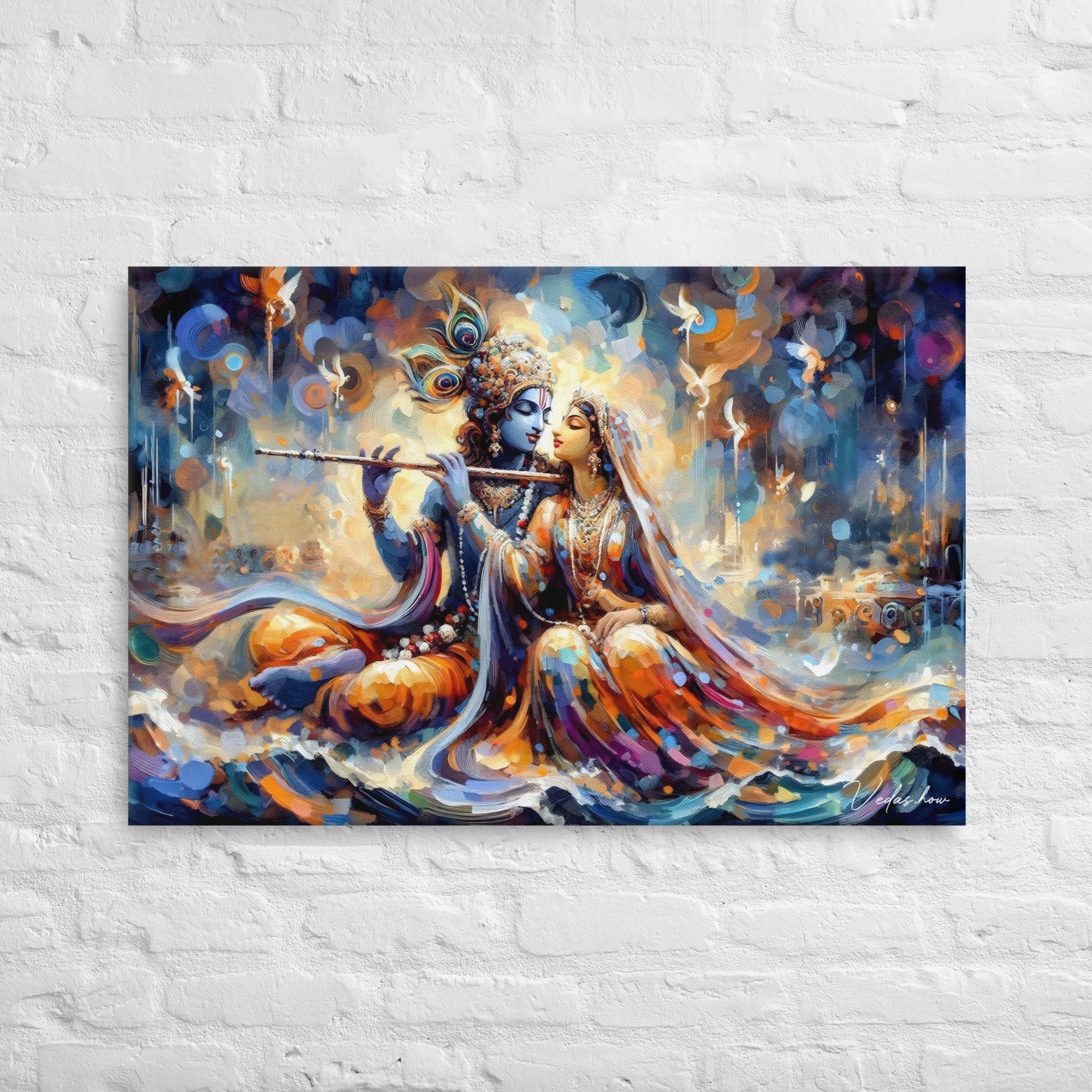 Sunset of My Dreams Radha Krishna Thin Canvas Vedic Hindu Spiritual and ...