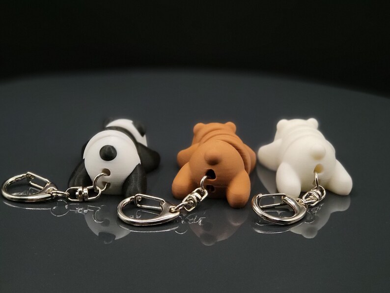 Bear Flexi Keychain Set, Cute Panda Grizzly Polar Bear Key Chain Set ...
