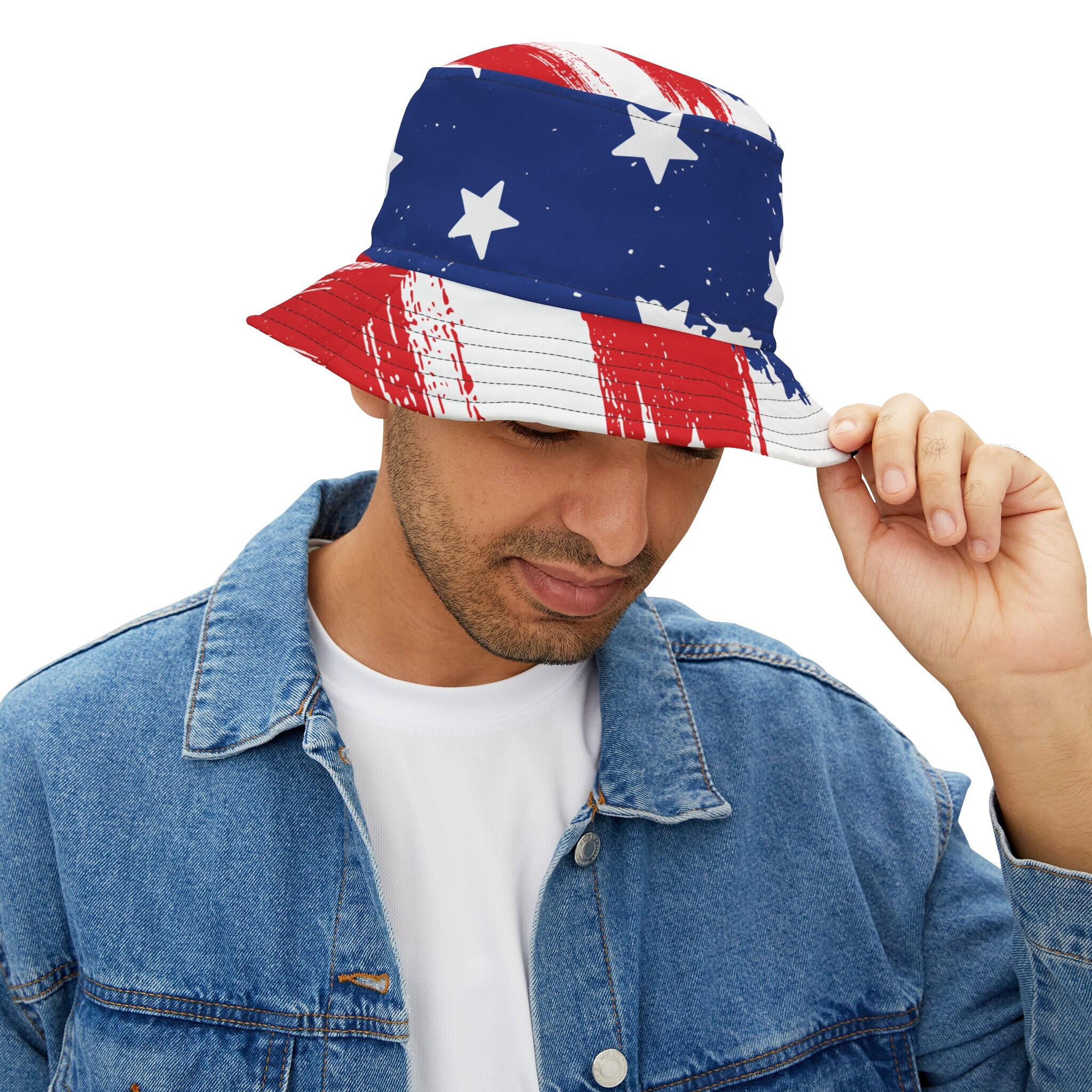 American Flag Bucket Hat Stylish & Patriotic 100% Polyester Available ...