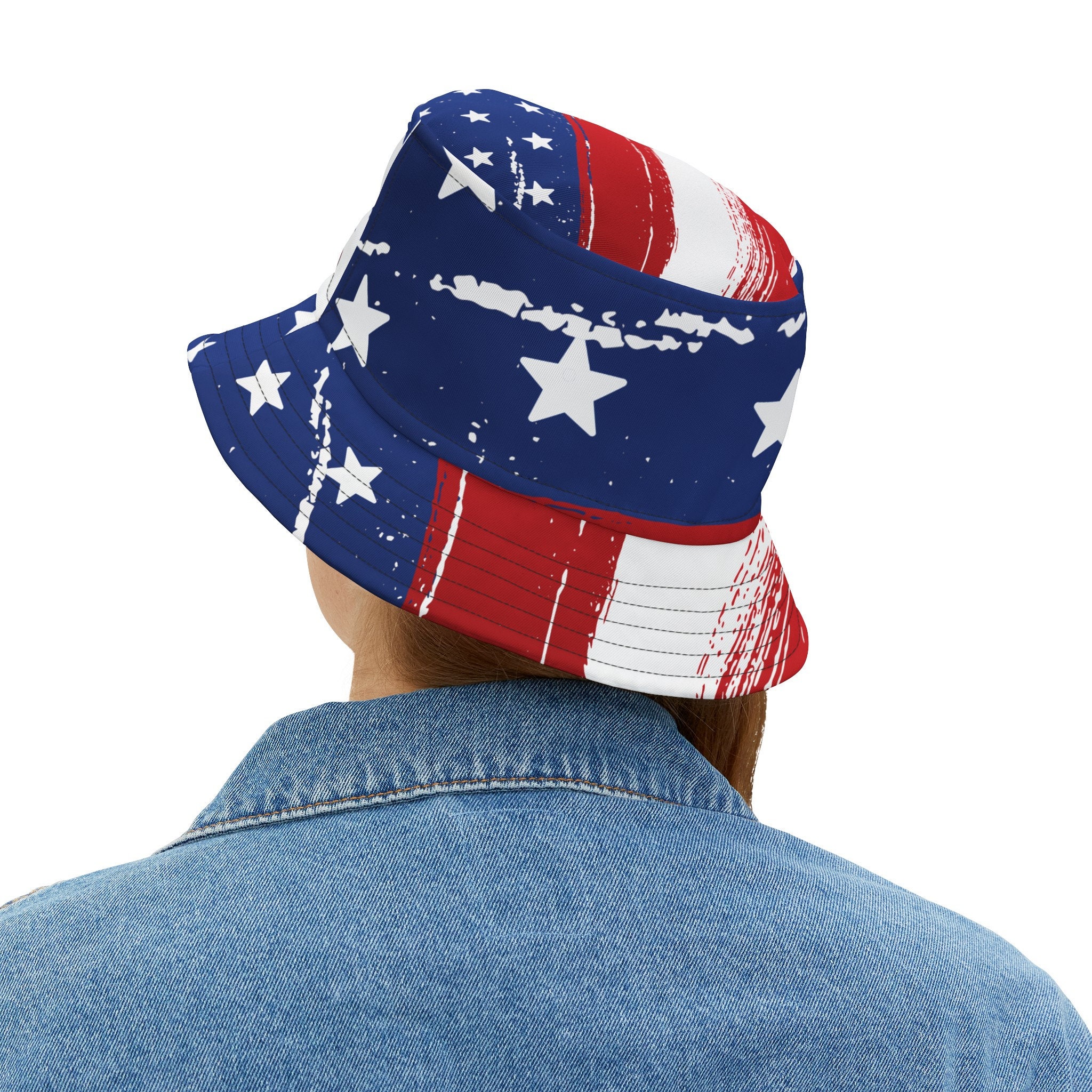 American Flag Bucket Hat Stylish & Patriotic 100% Polyester Available ...