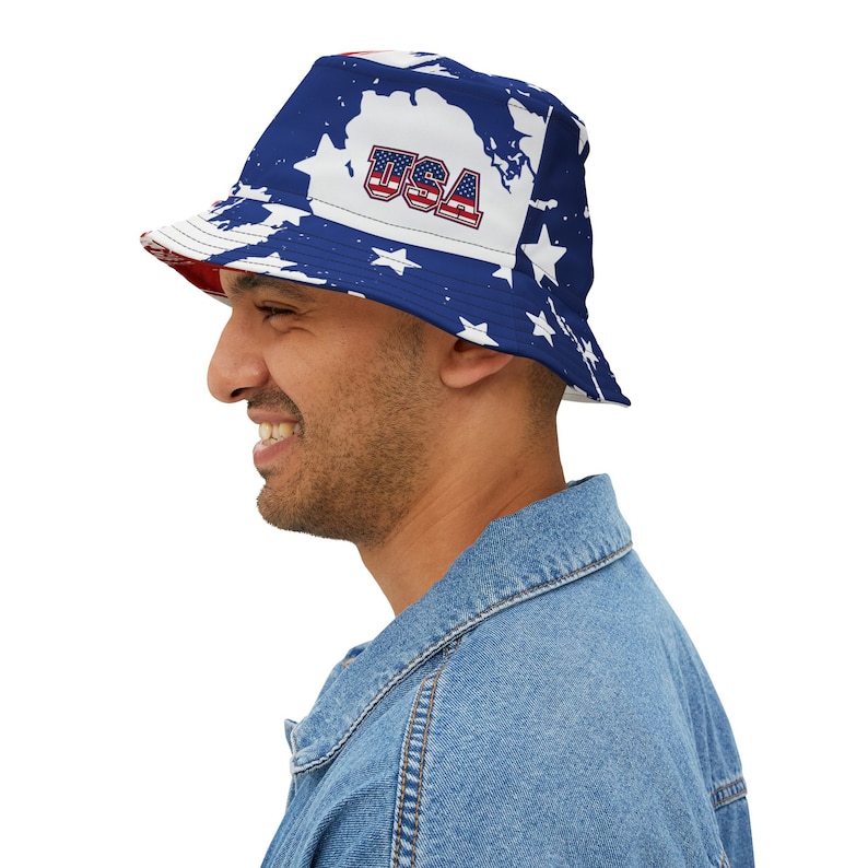 American Flag Bucket Hat Stylish & Patriotic 100% Polyester Available ...