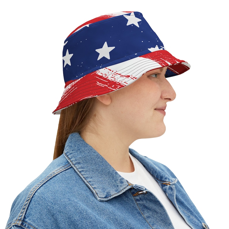 American Flag Bucket Hat Stylish & Patriotic 100% Polyester Available ...
