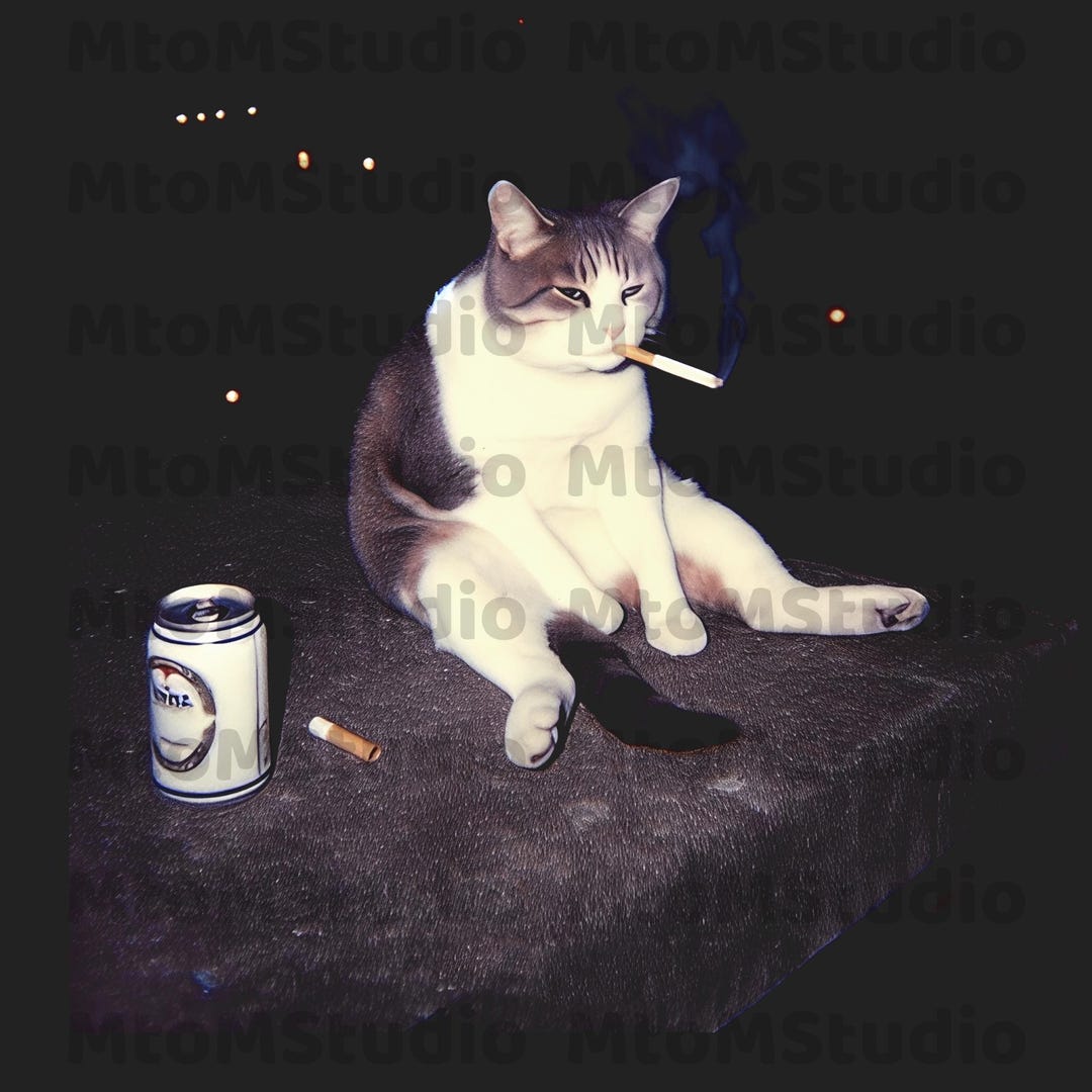 Funny Smoking Cat Meme Png, Cigarette Cat Png, Gen Z Joke Png, Stupid ...