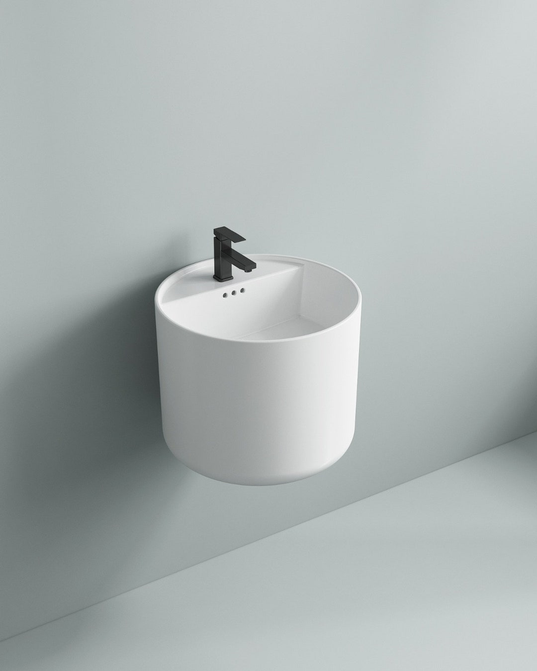 Wuduwash Bathroom Round Sink Basin Wall Hung White Round Modern ...