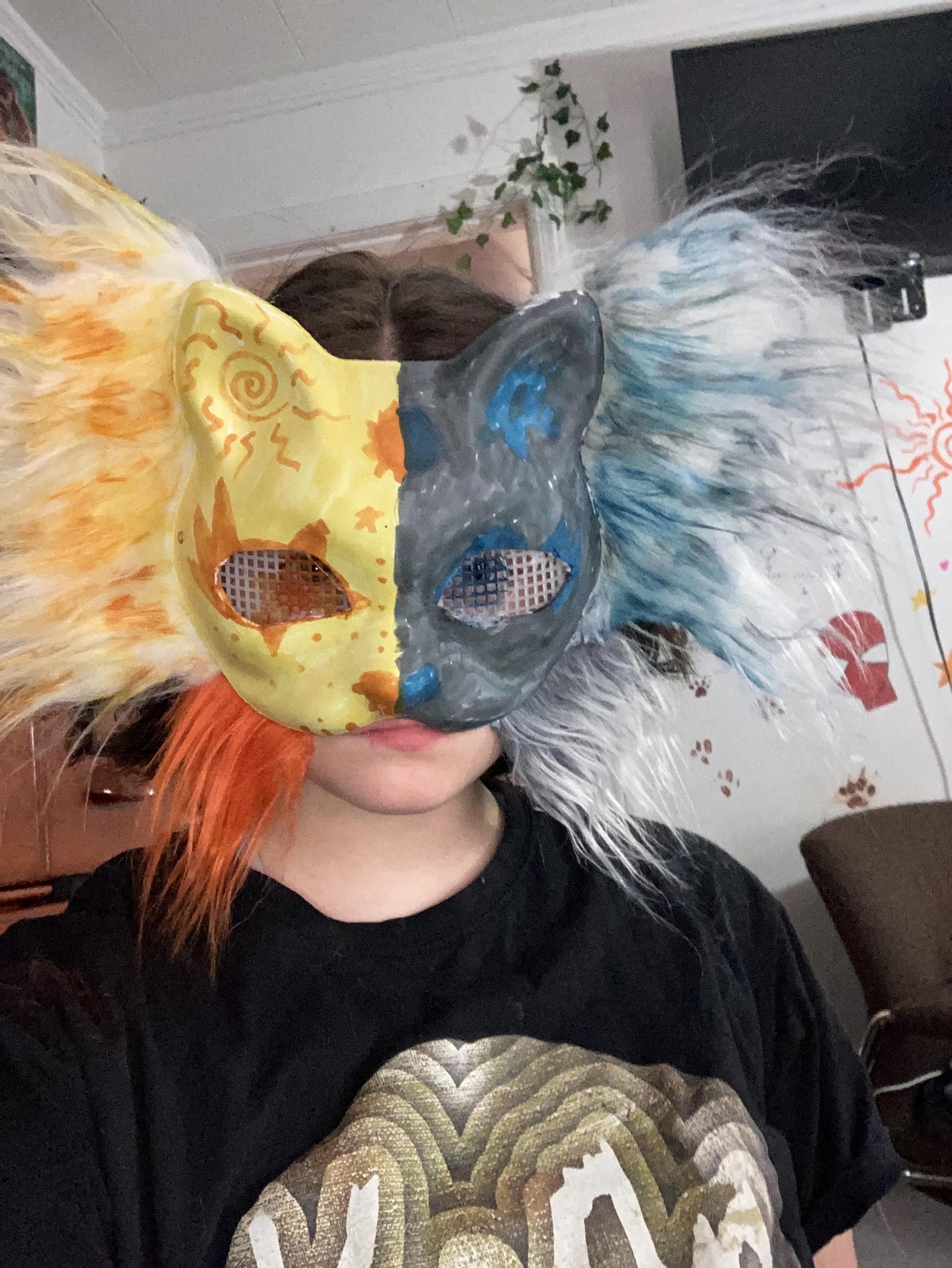 PREMADE Therian/alterhuman/furry Premade Mask Sun Moon Cat Mask - Etsy