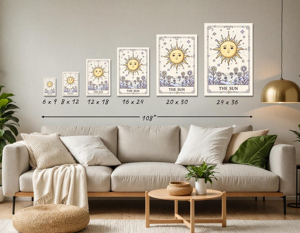 Vintage Sun Tarot Art Print | Celestial Floral Card (digital Download ...