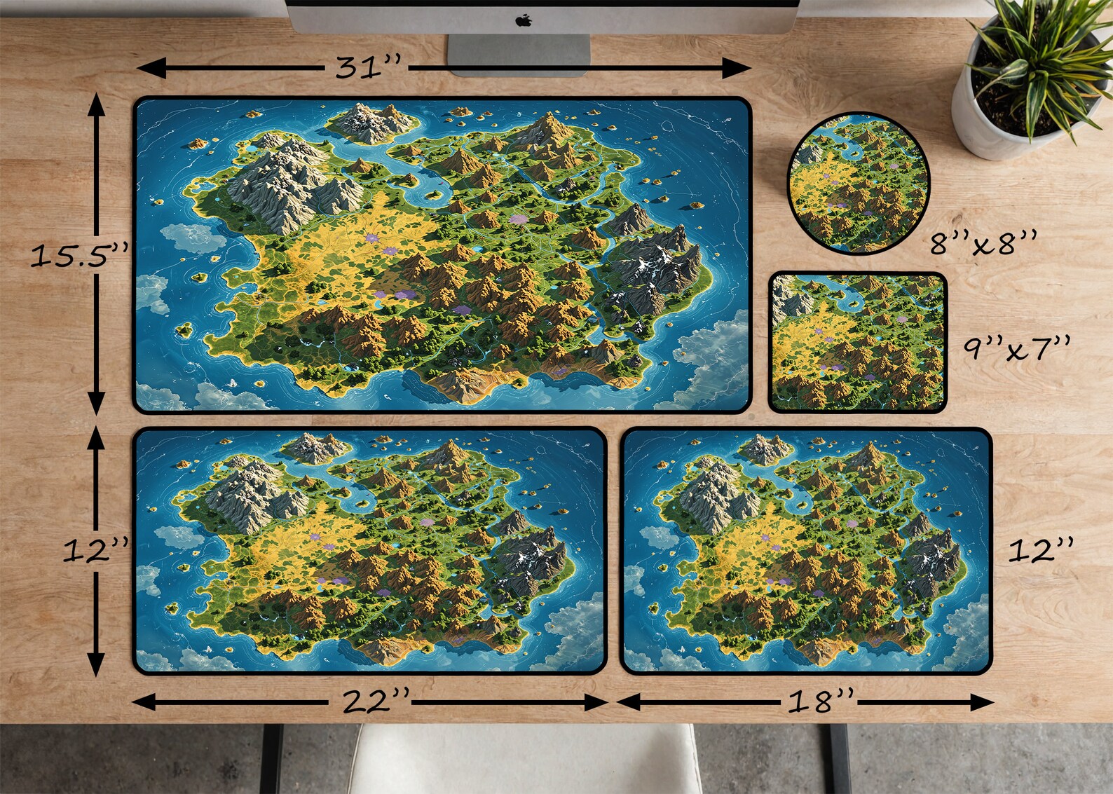 Retro RTS Strategy Map Desk Mat & Mousepad 90s Video Game Art Large ...