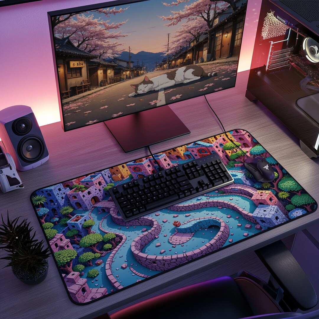 Retro RTS Colorful Fortress Map Desk Mat 90s Video Game Art Gaming ...