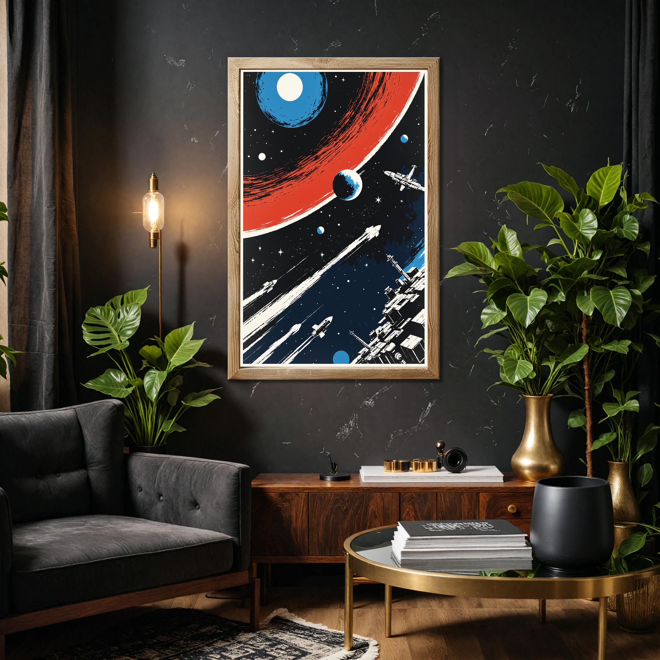 Interstellar Orbit Art Print Space Rockets and Planets Poster Vintage ...