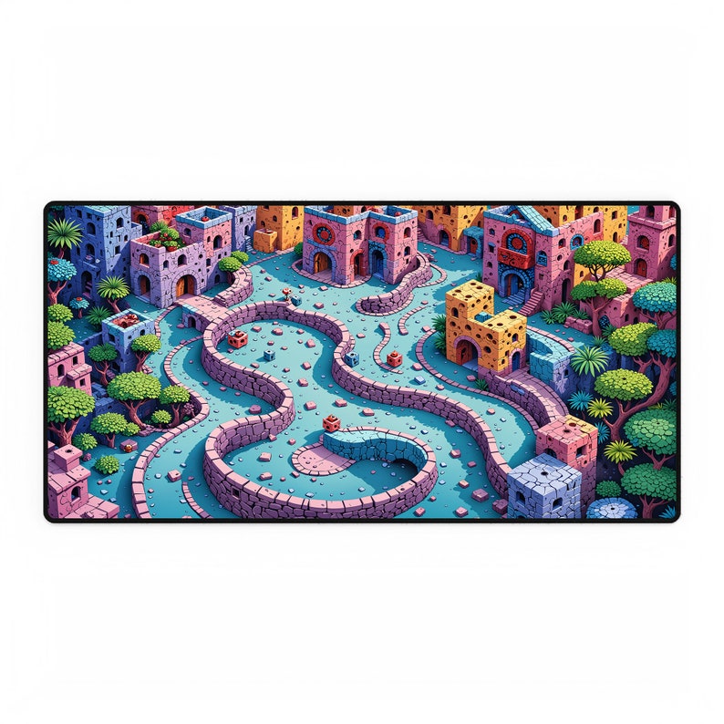 Retro RTS Colorful Fortress Map Desk Mat 90s Video Game Art Gaming ...