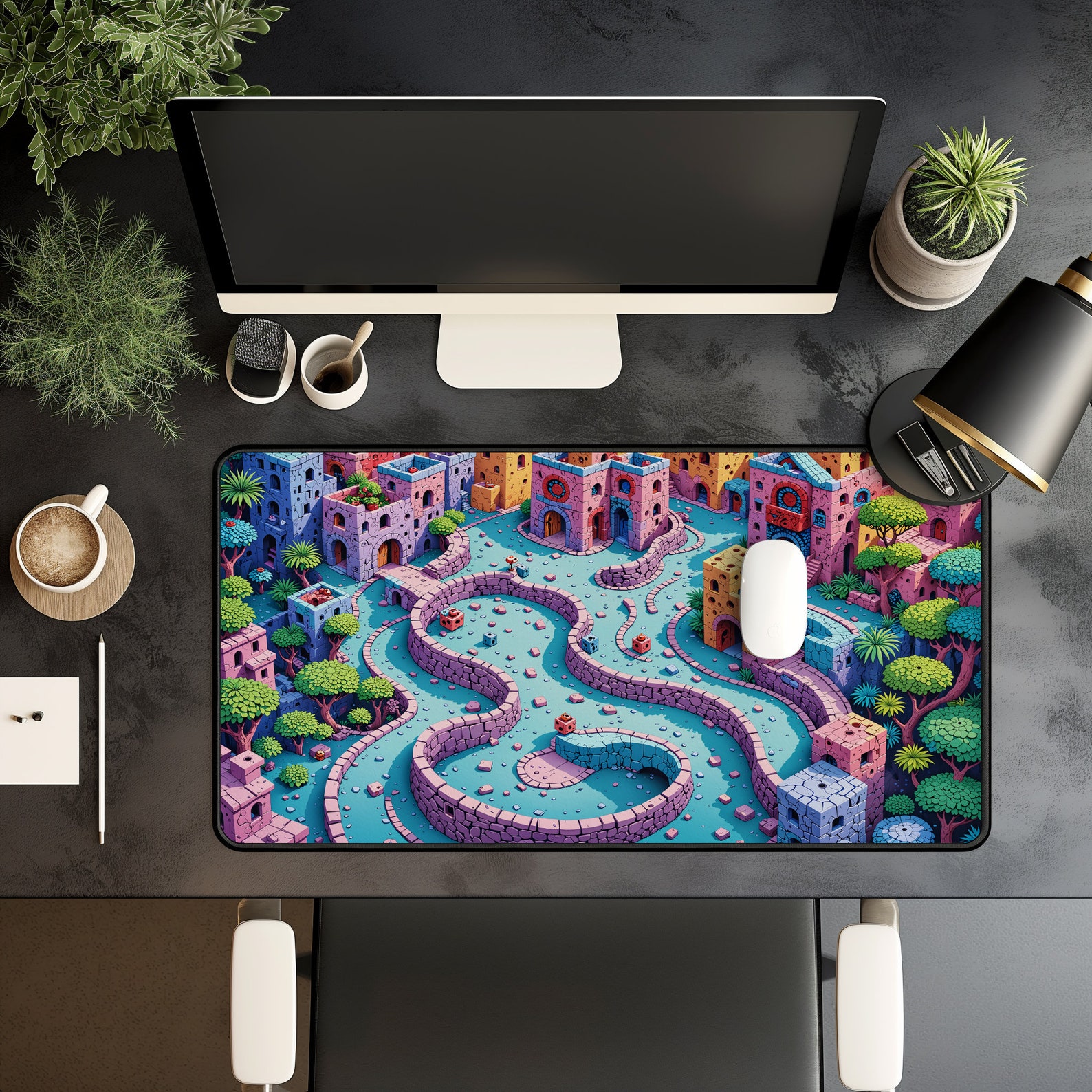 Retro RTS Colorful Fortress Map Desk Mat 90s Video Game Art Gaming ...