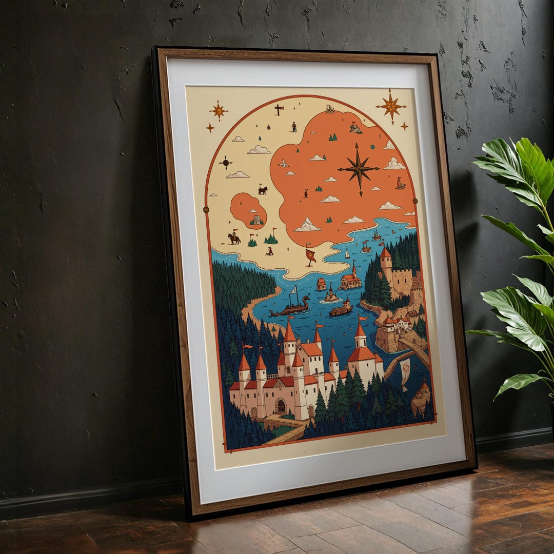 Fantasy Medieval Map Castle Illustration Digital Download - Etsy