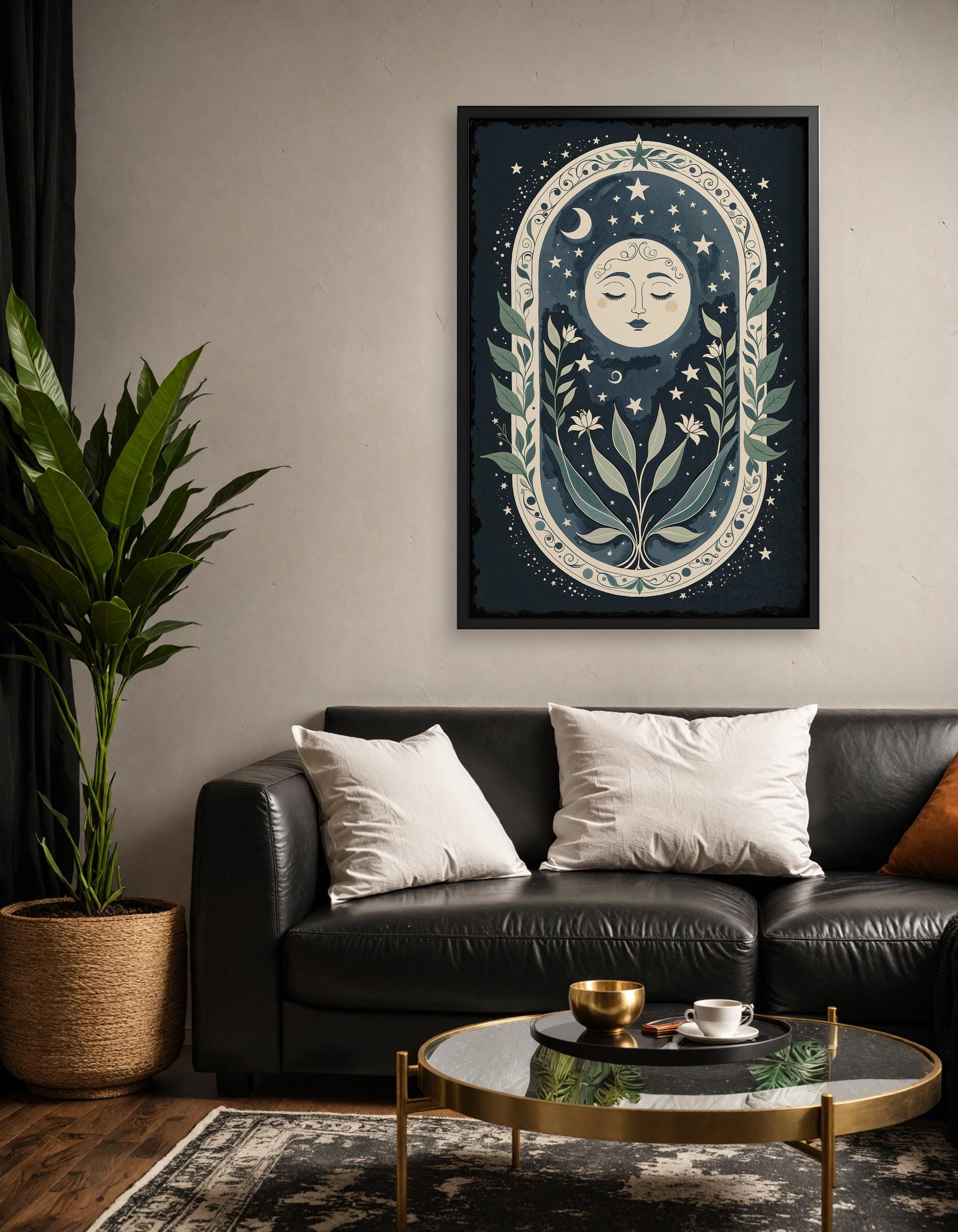 Celestial Moon & Stars Botanical Art Print (digital Download) - Etsy