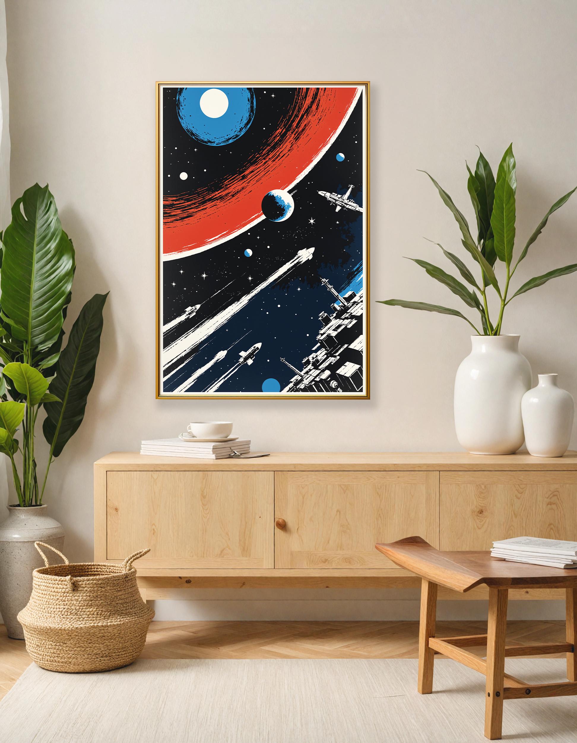 Interstellar Orbit Art Print Space Rockets and Planets Poster Vintage ...