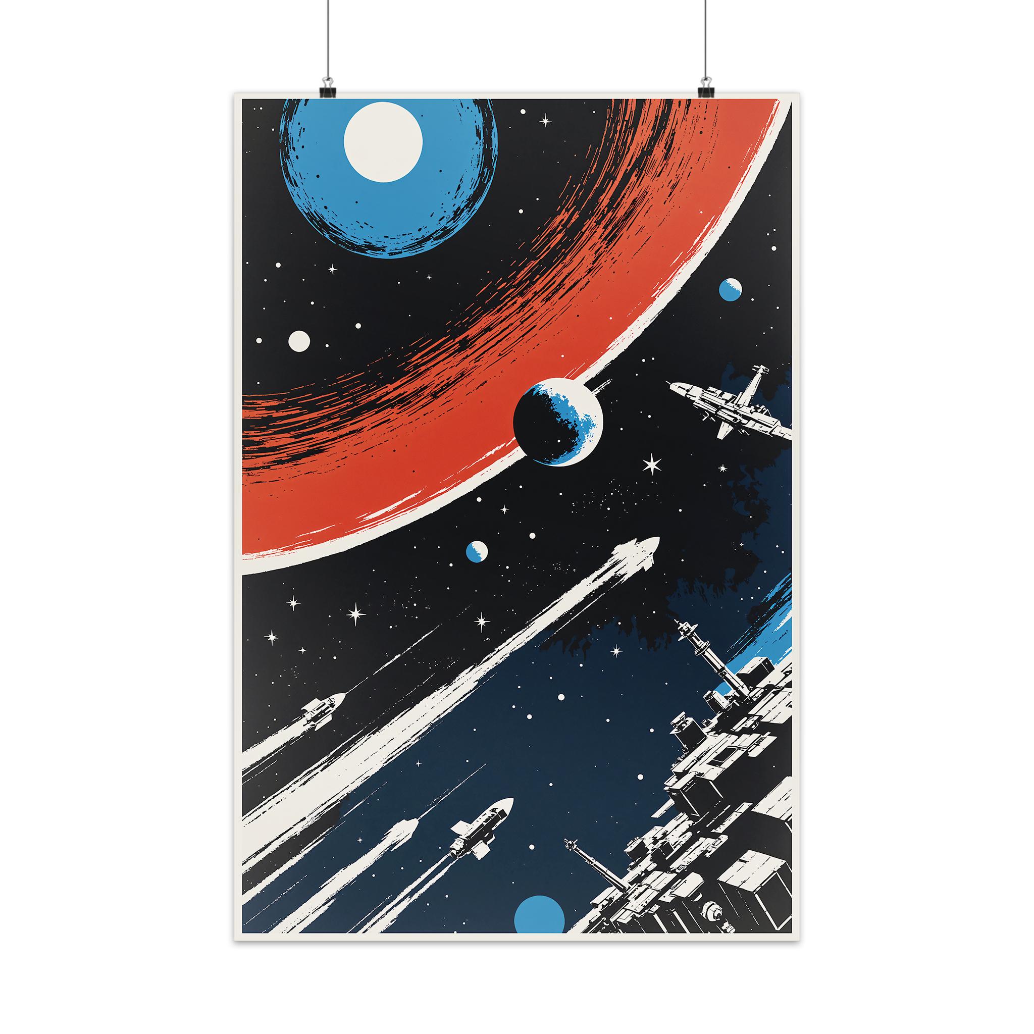 Interstellar Orbit Art Print Space Rockets and Planets Poster Vintage ...