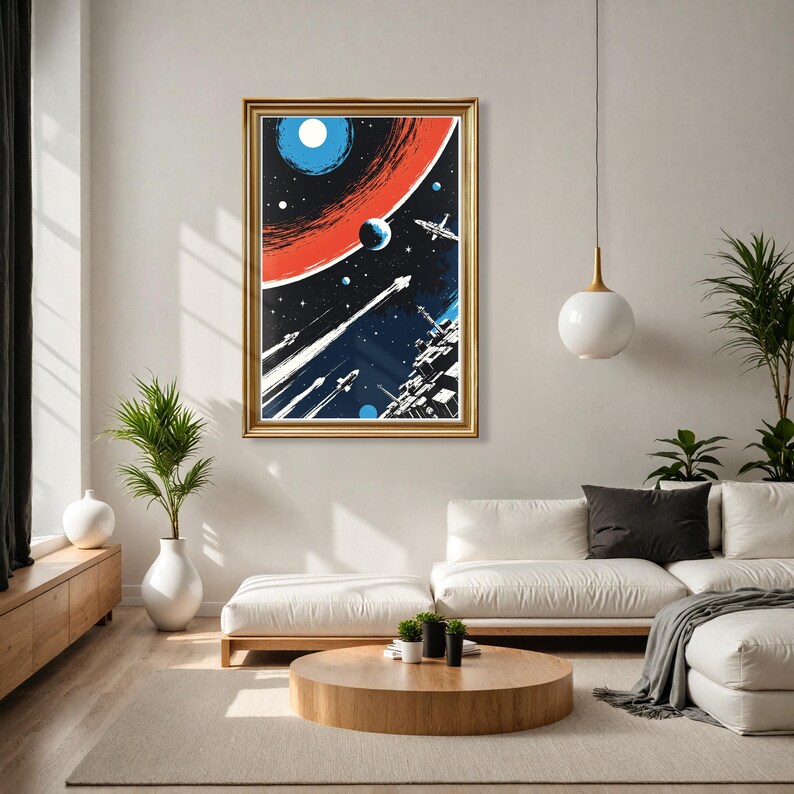 Interstellar Orbit Art Print Space Rockets and Planets Poster Vintage ...
