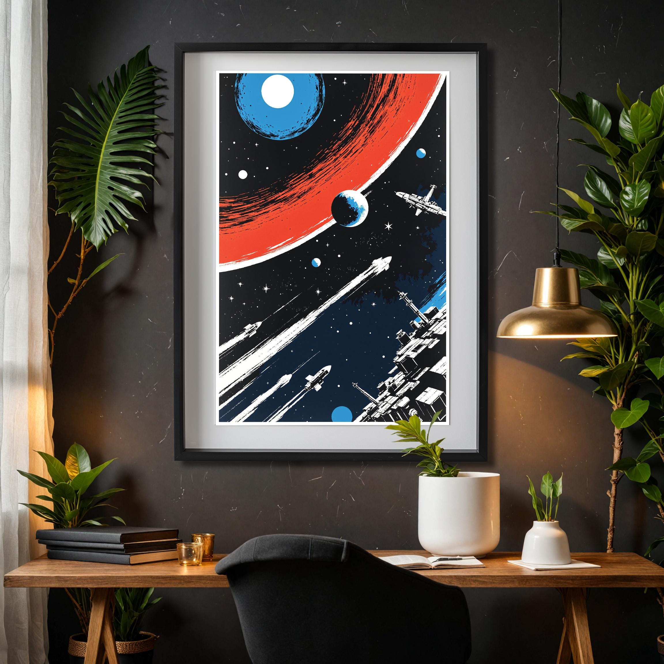 Interstellar Orbit Art Print Space Rockets and Planets Poster Vintage ...