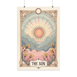 Vintage Sun Tarot Card Art Print: Retro Floral Astrology (digital ...