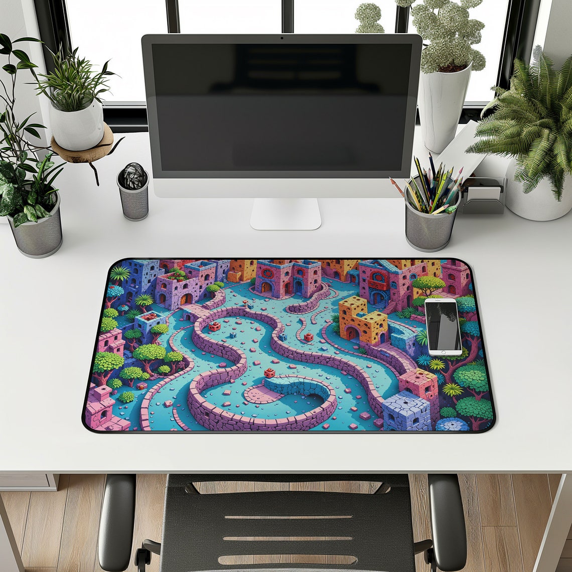 Retro RTS Colorful Fortress Map Desk Mat 90s Video Game Art Gaming ...
