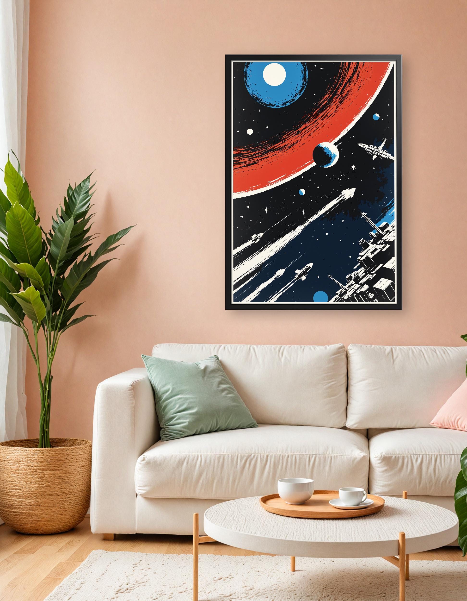 Interstellar Orbit Art Print Space Rockets and Planets Poster Vintage ...