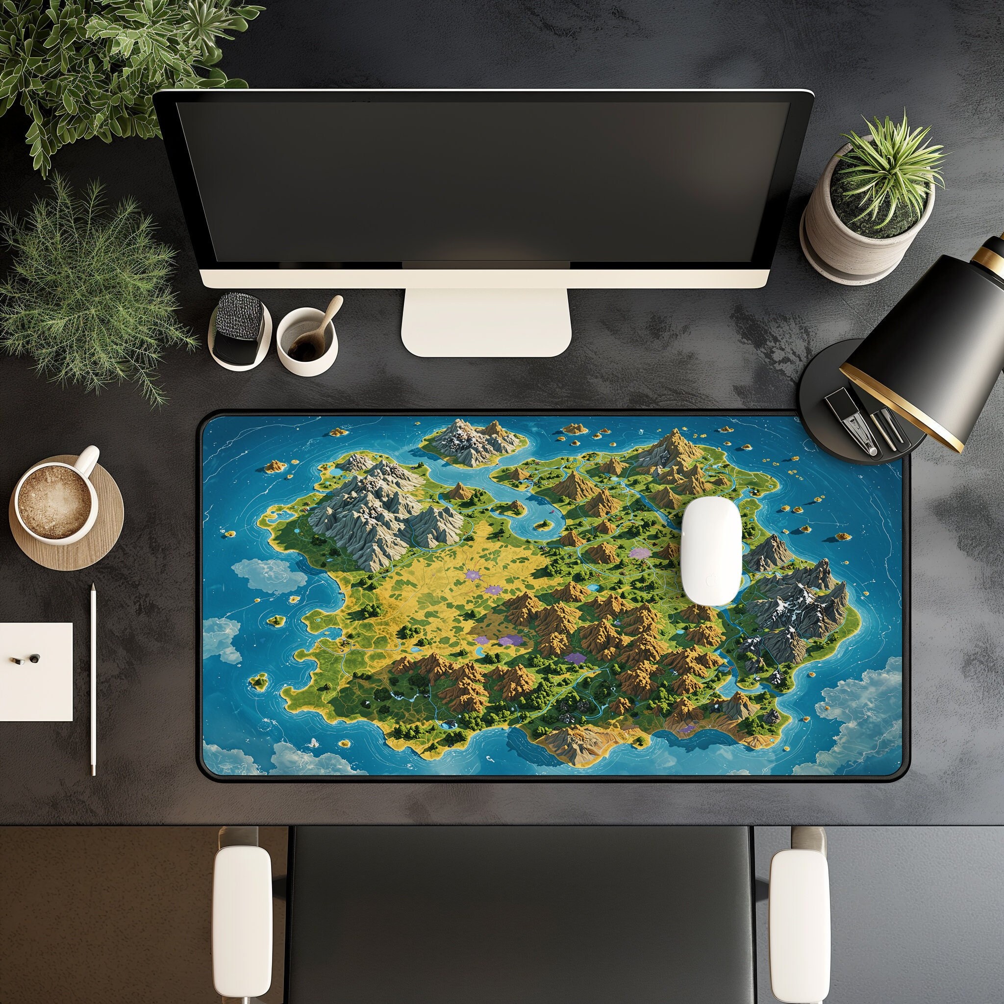 Retro RTS Strategy Map Desk Mat & Mousepad 90s Video Game Art Large ...