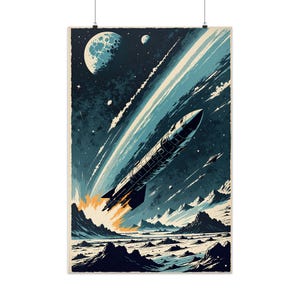 Retro Sci-fi Rocket Launch Space Art - Digital Download - Etsy