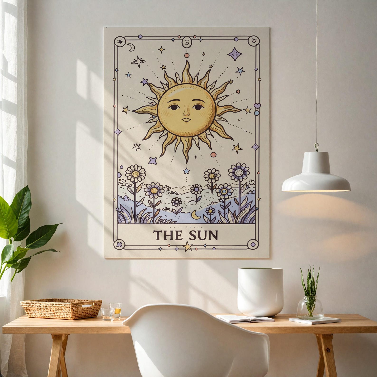 Vintage Sun Tarot Art Print | Celestial Floral Card (digital Download ...