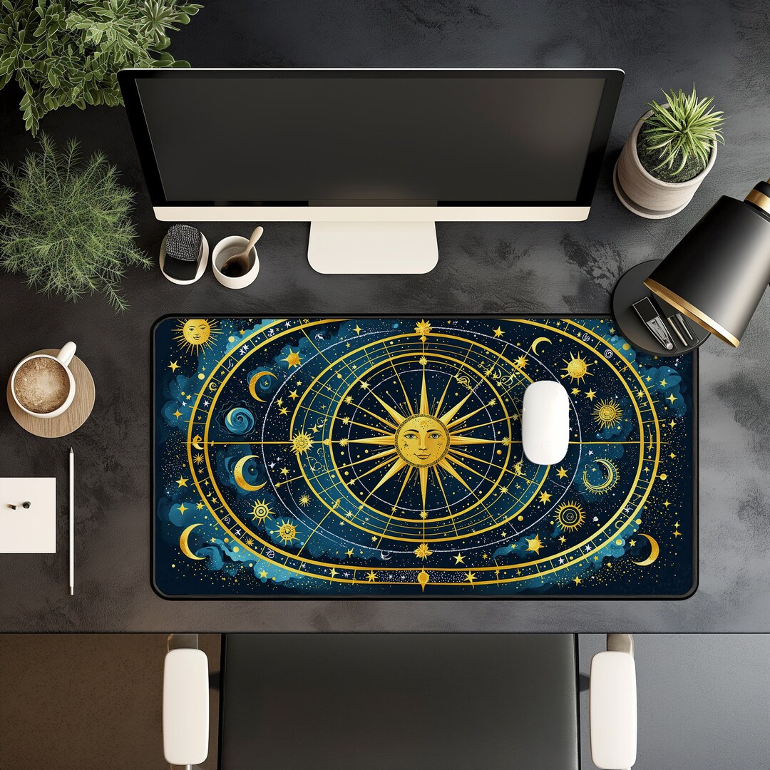 Astrological Sun and Moon Desk Mat XL Zodiac Mousepad Cosmic Aesthetic ...