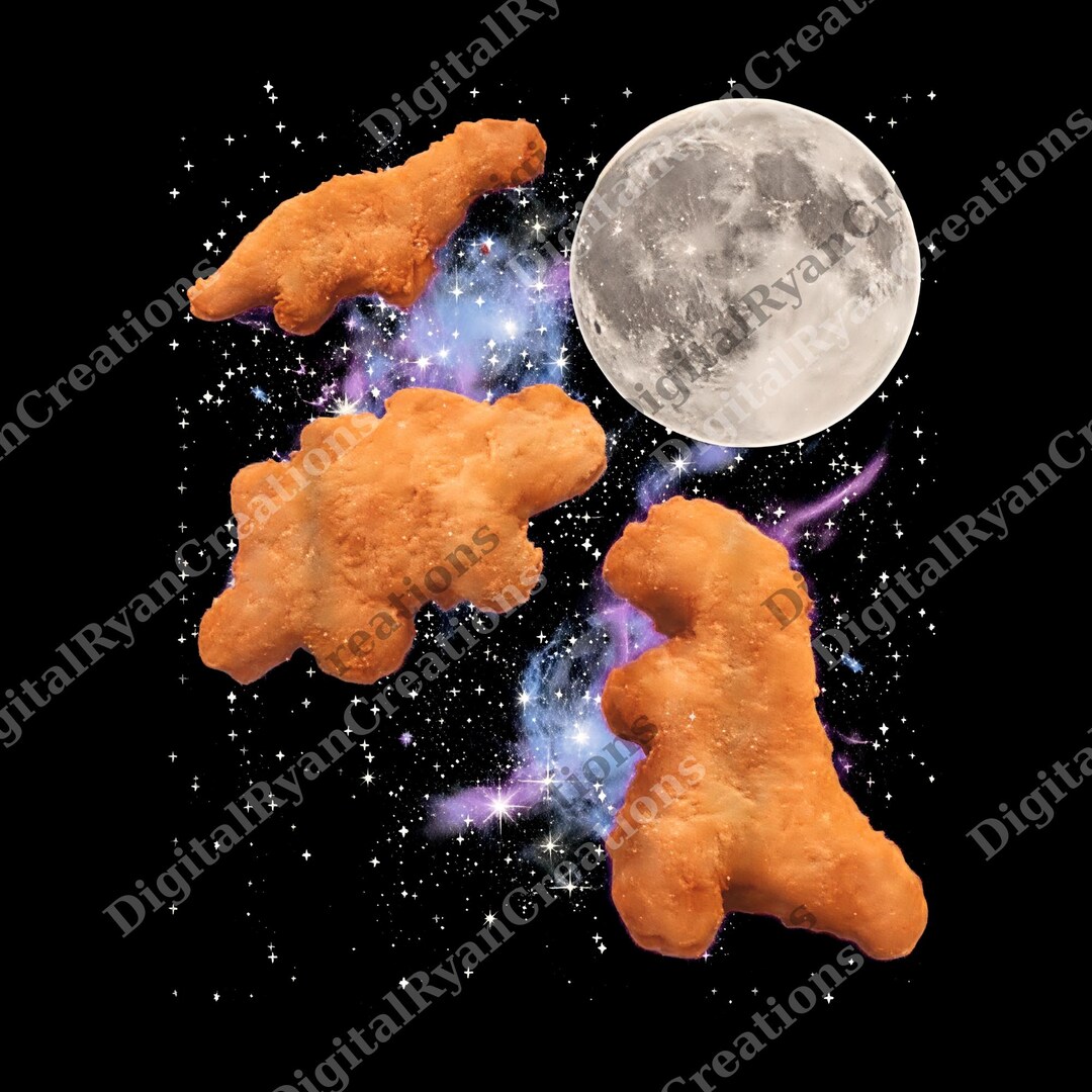 Funny Dinosaur Nugget Moon Howling Png, Halloween Dinosaur Nugget Png ...