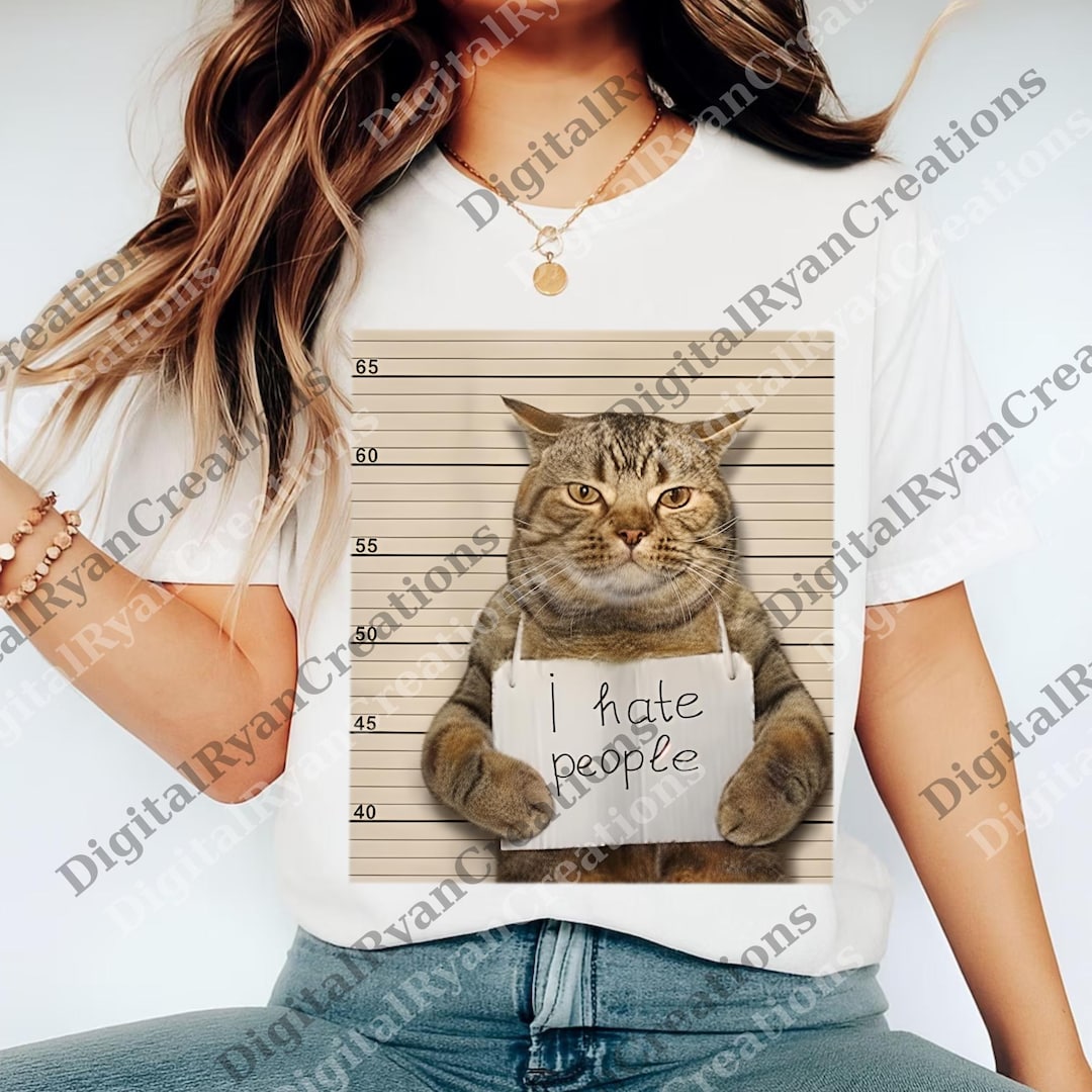 Vintage I Hate People Cat Meme Png, Funny Grumpy Kitty Digital, Anti ...