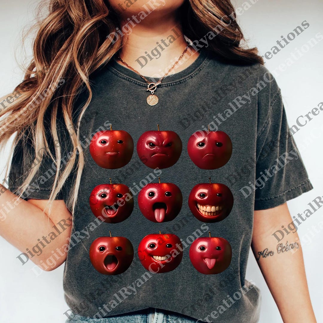 Funny AI Apple Png, Gen Z Brainrot Meme Graphic Digital, Silly Fruit ...