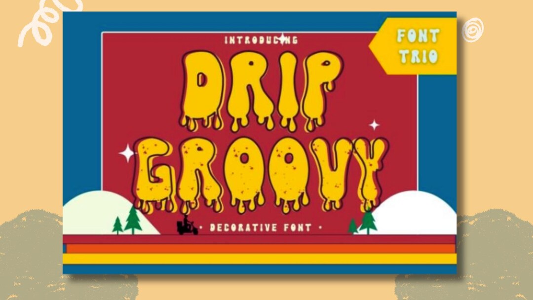 Drip Groovy Font, Retro Fonts, Vintage Fonts, Crafters Font, Rustic ...